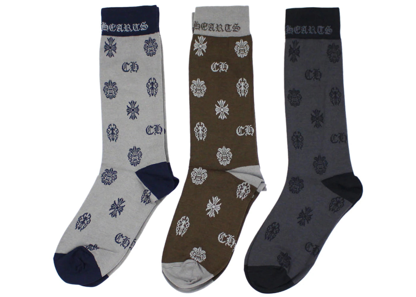 Chrome Hearts Multi Logo Socks (3 Pack) Multi – Side Kicks