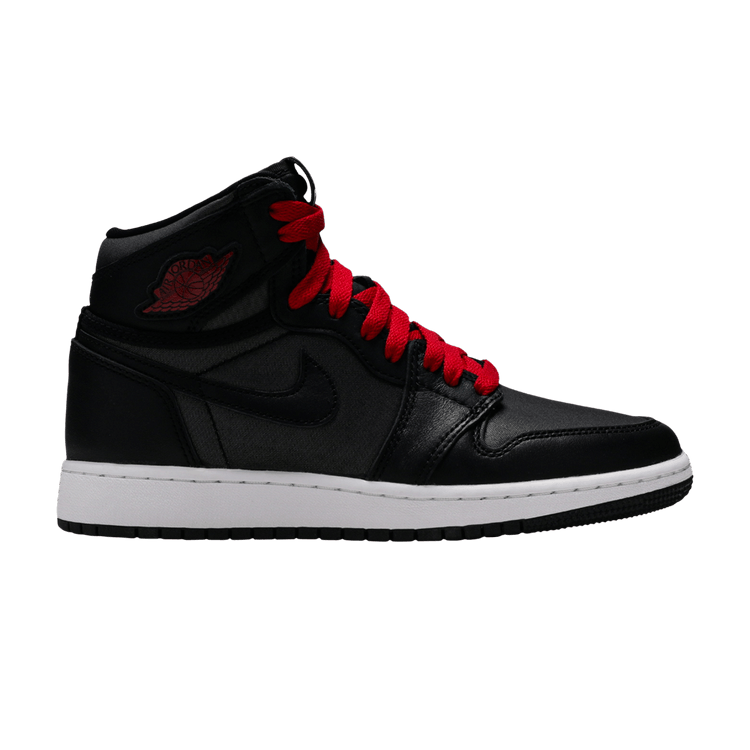 Jordan 1 Retro High Black Satin Gym Red Black (GS) – Side Kicks