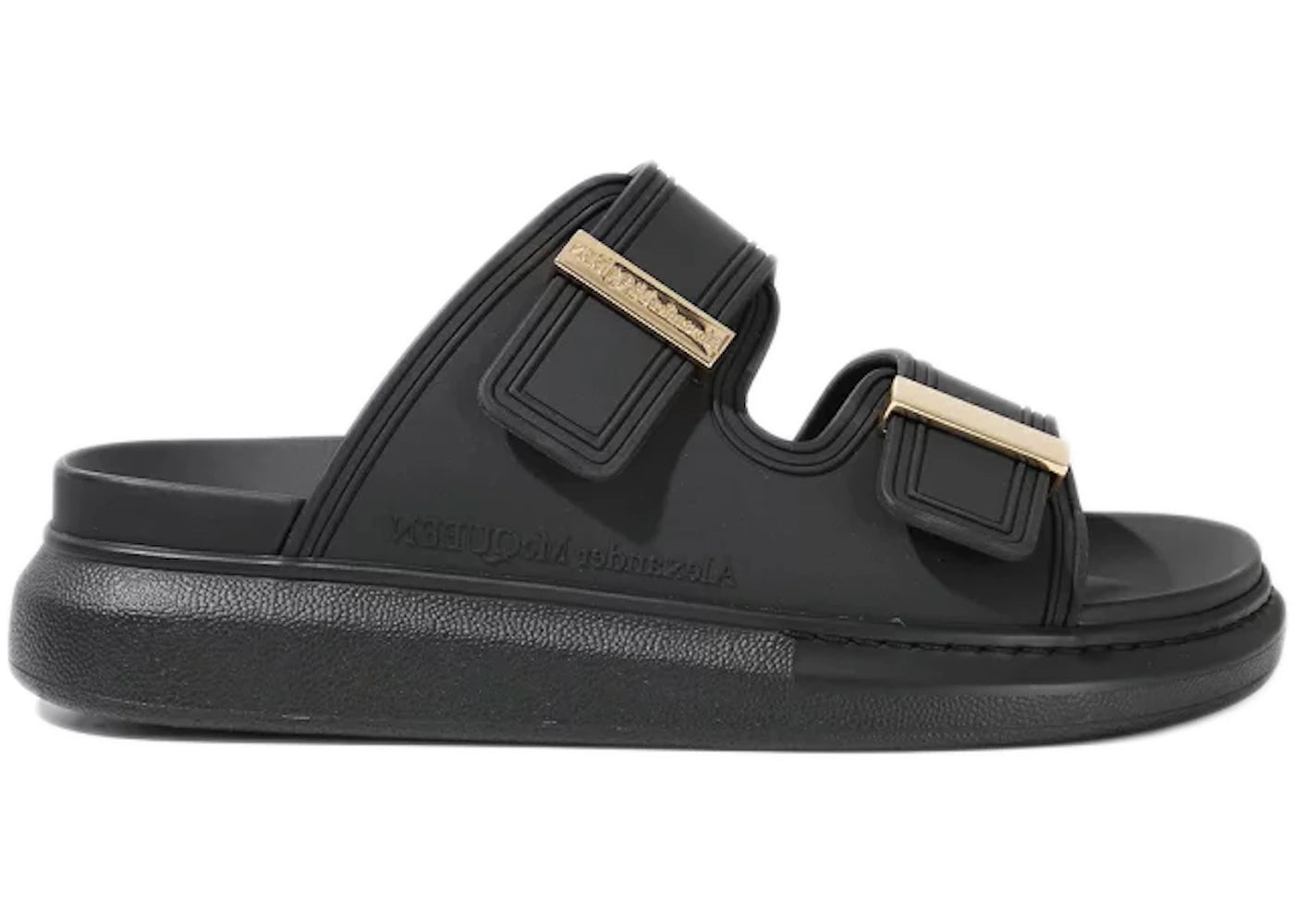 Alexander McQueen Hybrid Buckled Rubber Sandals Black Gold (Women's ...