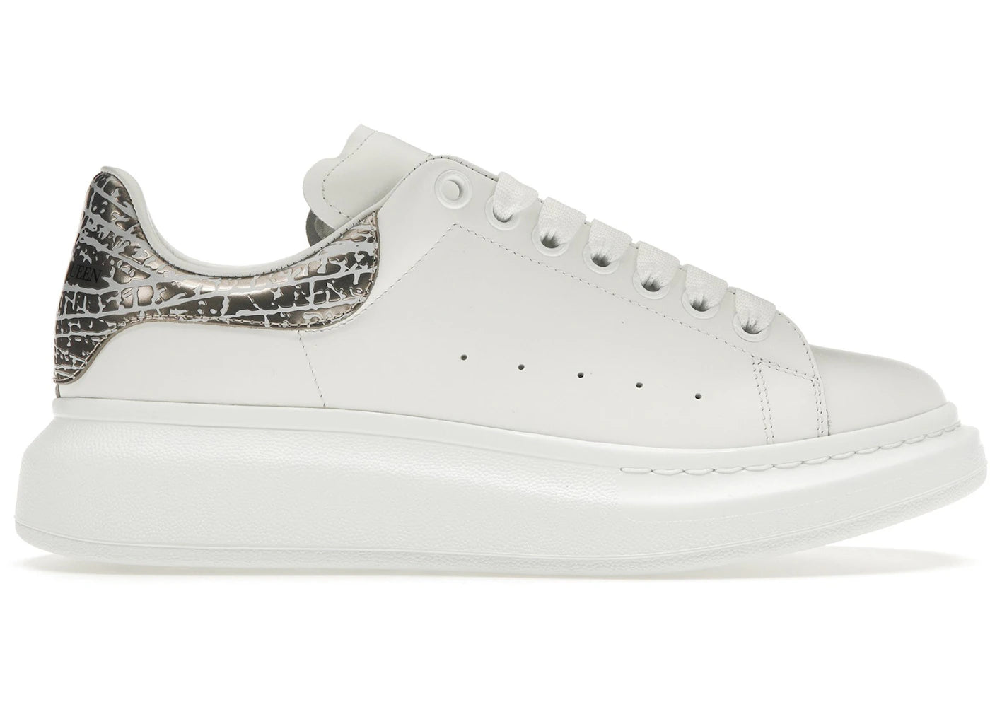 Alexander McQueen Oversized White Silver Croc – Side Kicks