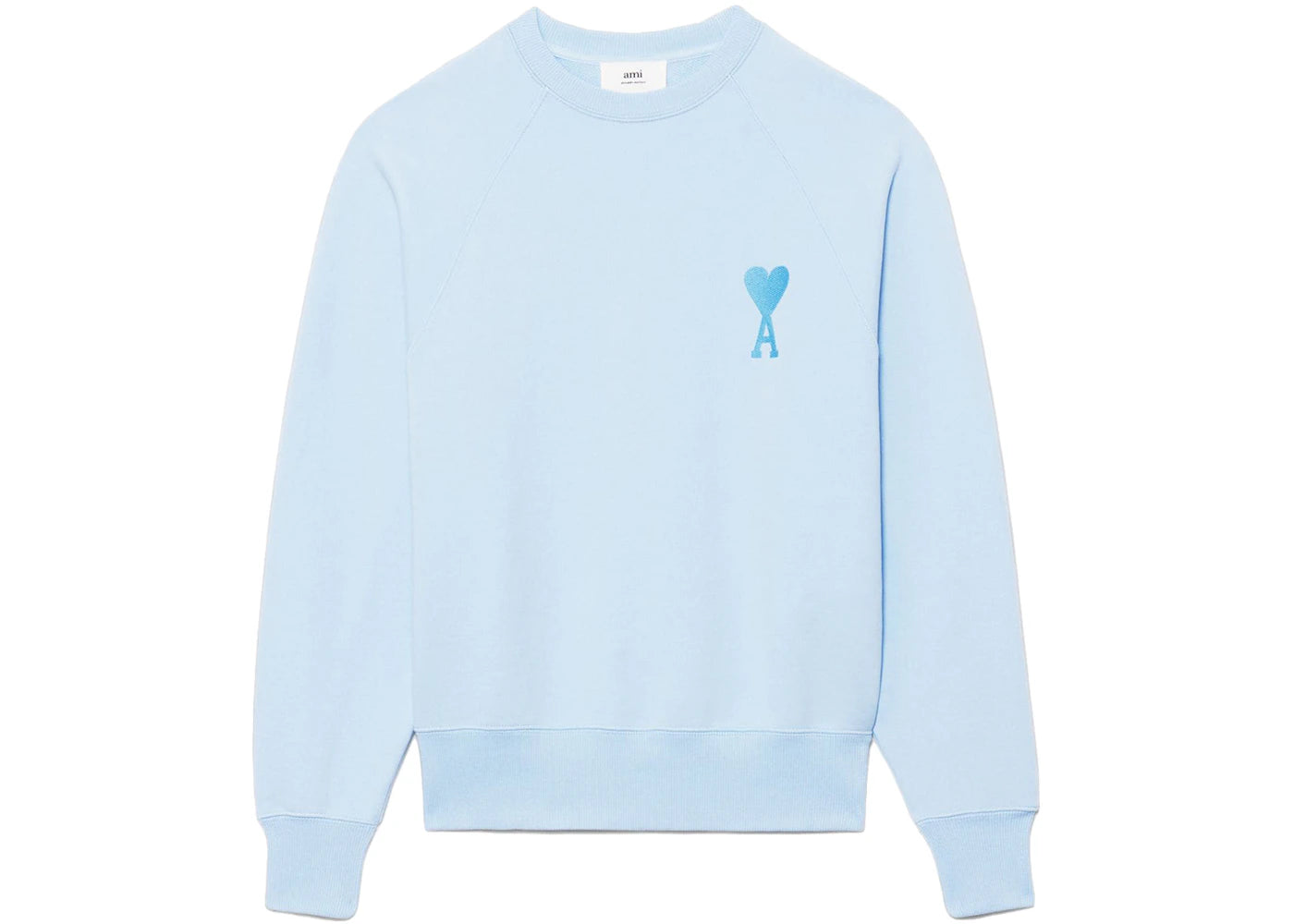 Ami Paris Ami De Coeur Tonal Boxy Fit Crewneck Sky Blue – Side Kicks