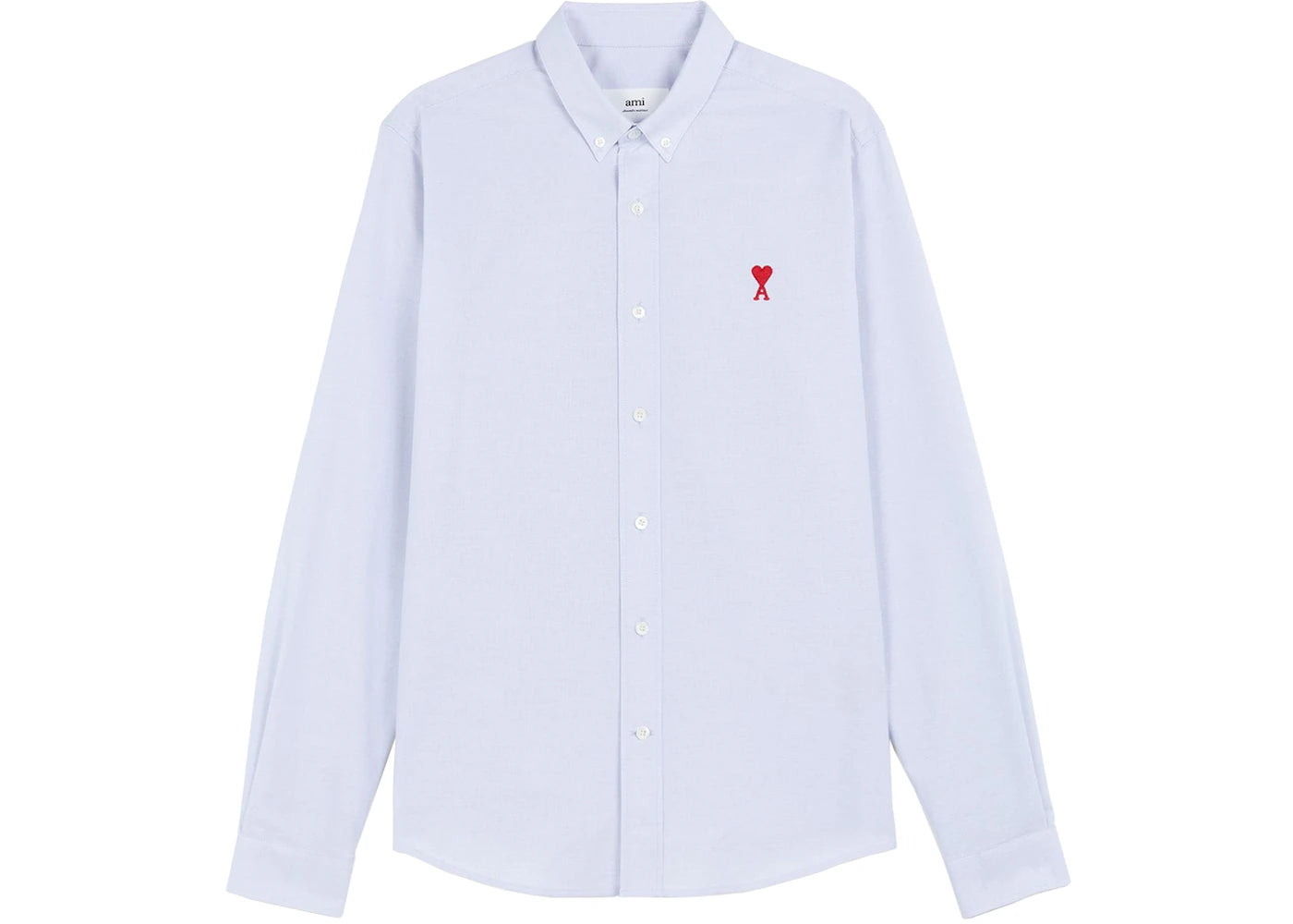 Ami Paris Button Down Ami De Coeur Oxford Shirt Oxford Blue/Red – Side ...