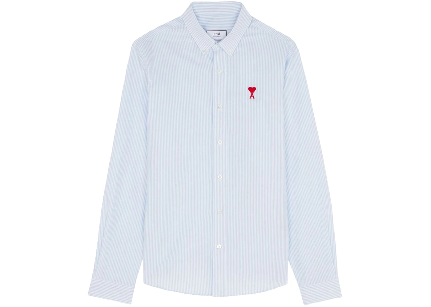 Ami Paris Button Down Ami De Coeur Collar Shirt White/Blue/Red – Side Kicks