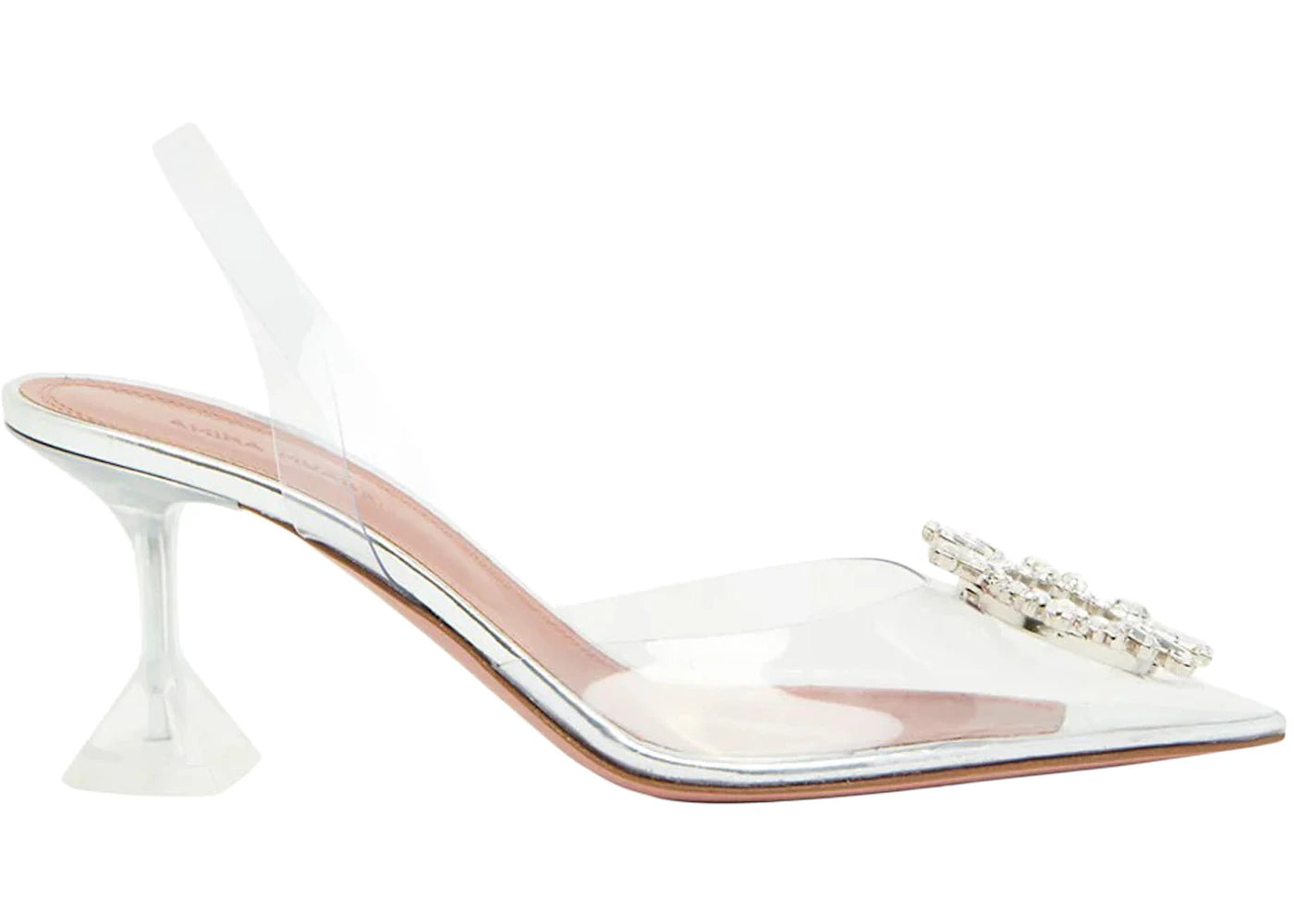 Amina Muaddi Begum 70mm Glass PVC Sling Transparent – Side Kicks