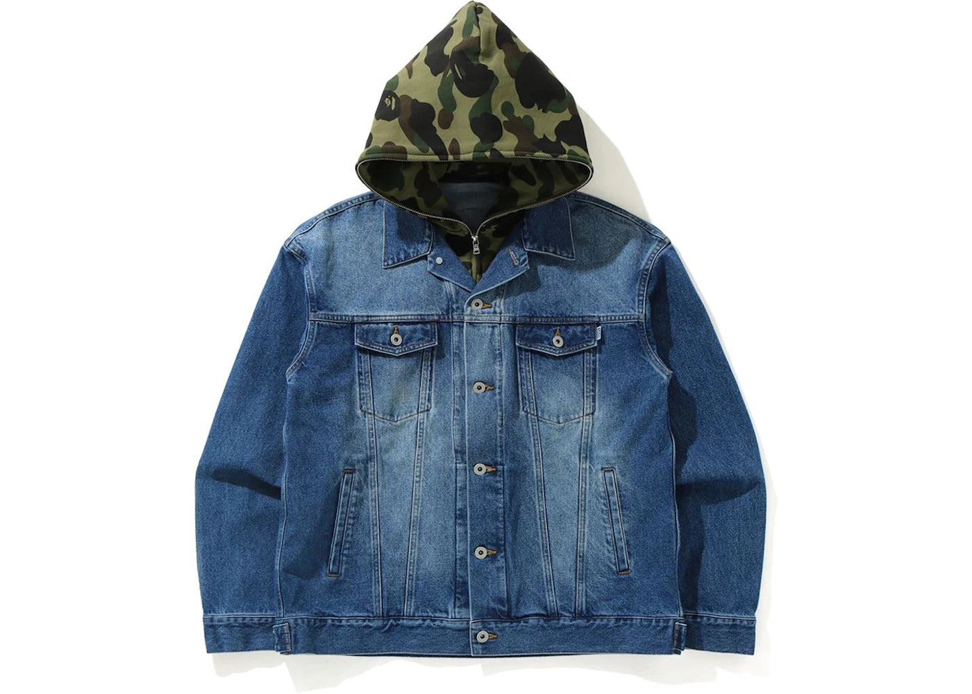 BAPE 1st Camo Loose Fit Hoodie Denim Jacket Indigo – Side Kicks