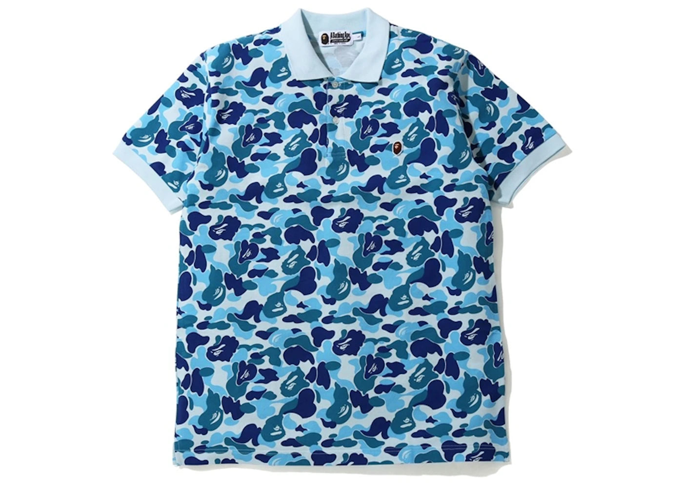 BAPE ABC Camo Ape Head One Point Polo Blue – Side Kicks