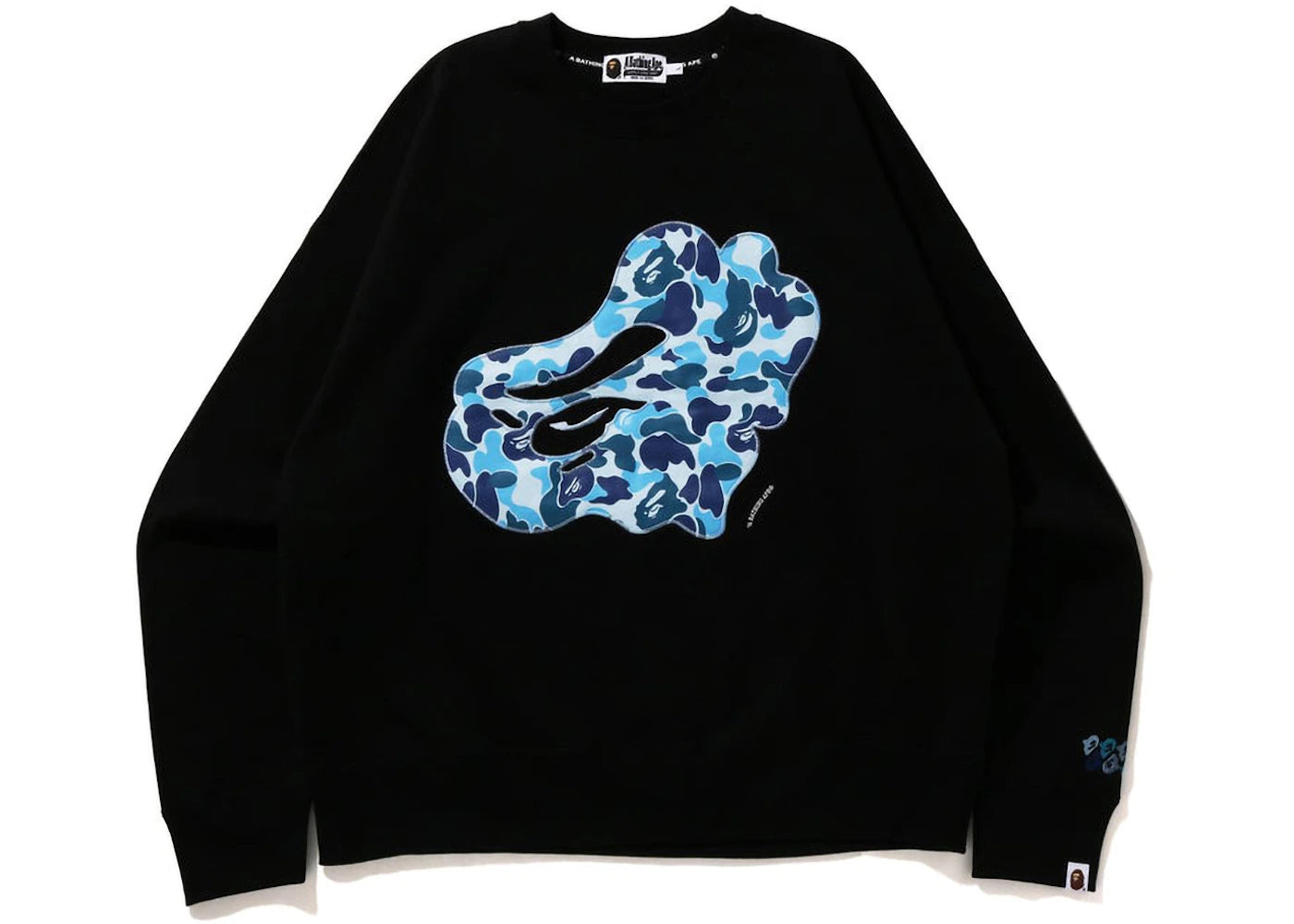 BAPE ABC Camo Patch Loose Fit Crewneck Black Blue – Side Kicks
