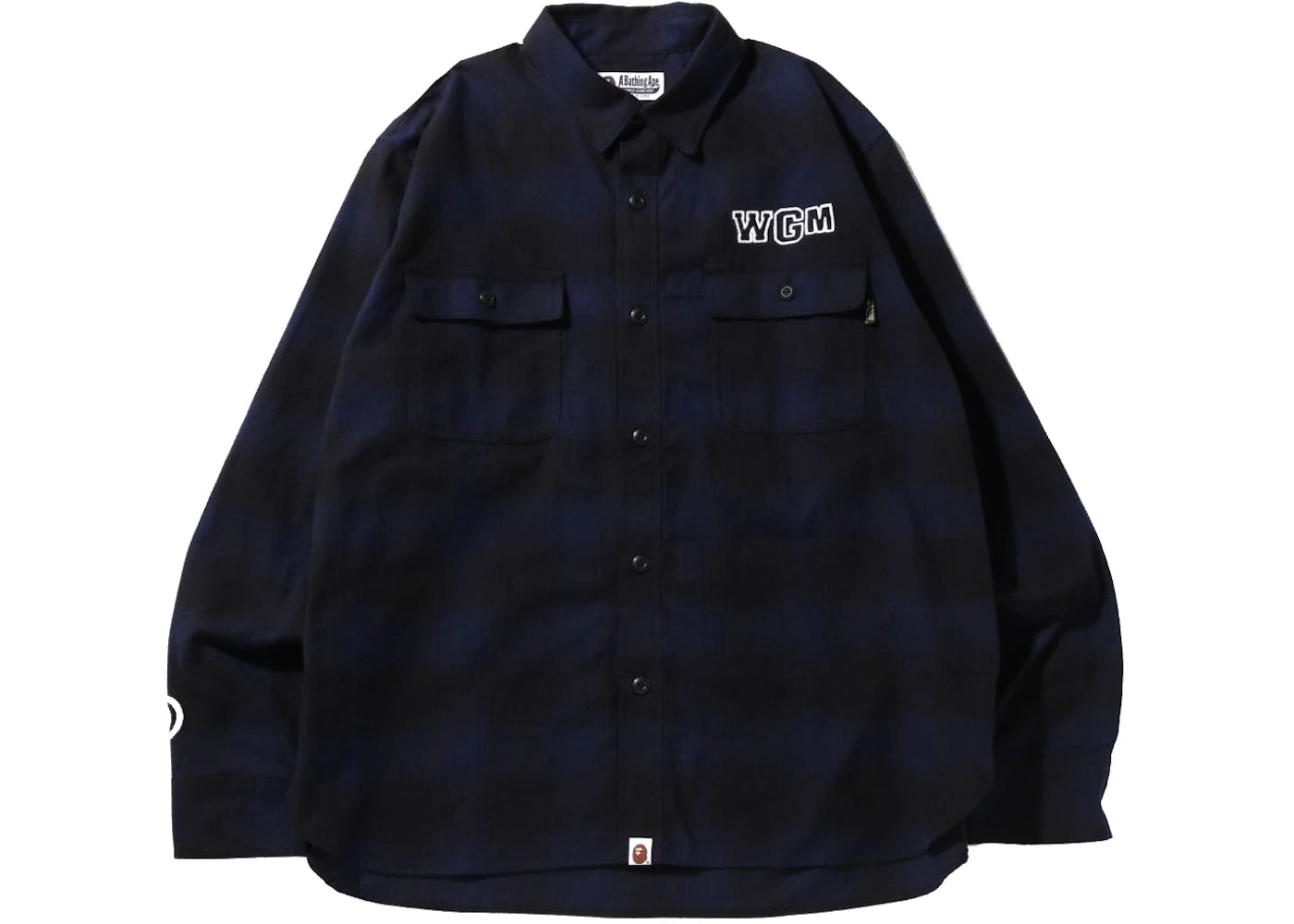 BAPE Check Shark Relaxed Fit Flannel Shirt Navy – Side Kicks