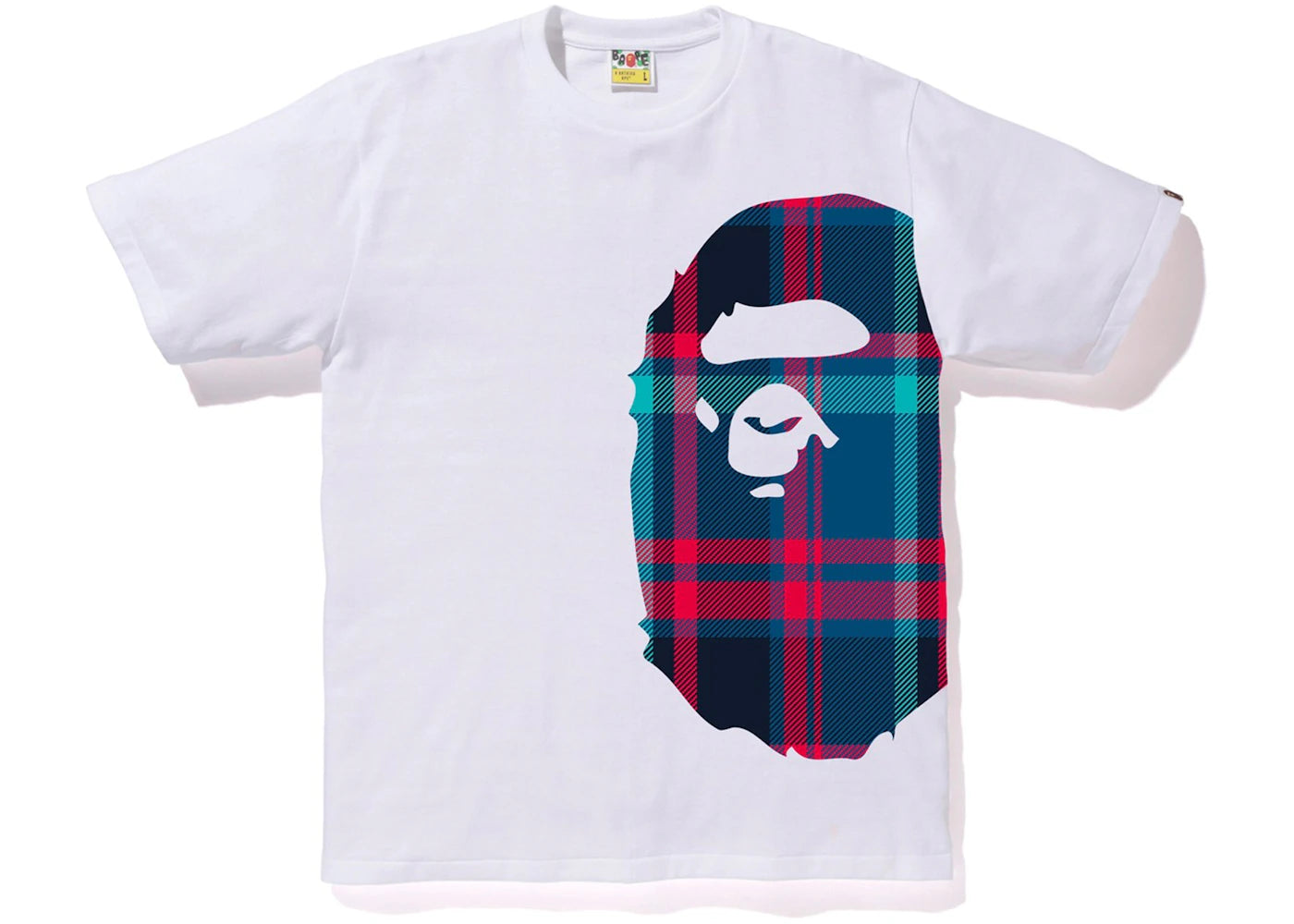 BAPE Check Side Big Ape Head Tee White/Navy – Side Kicks