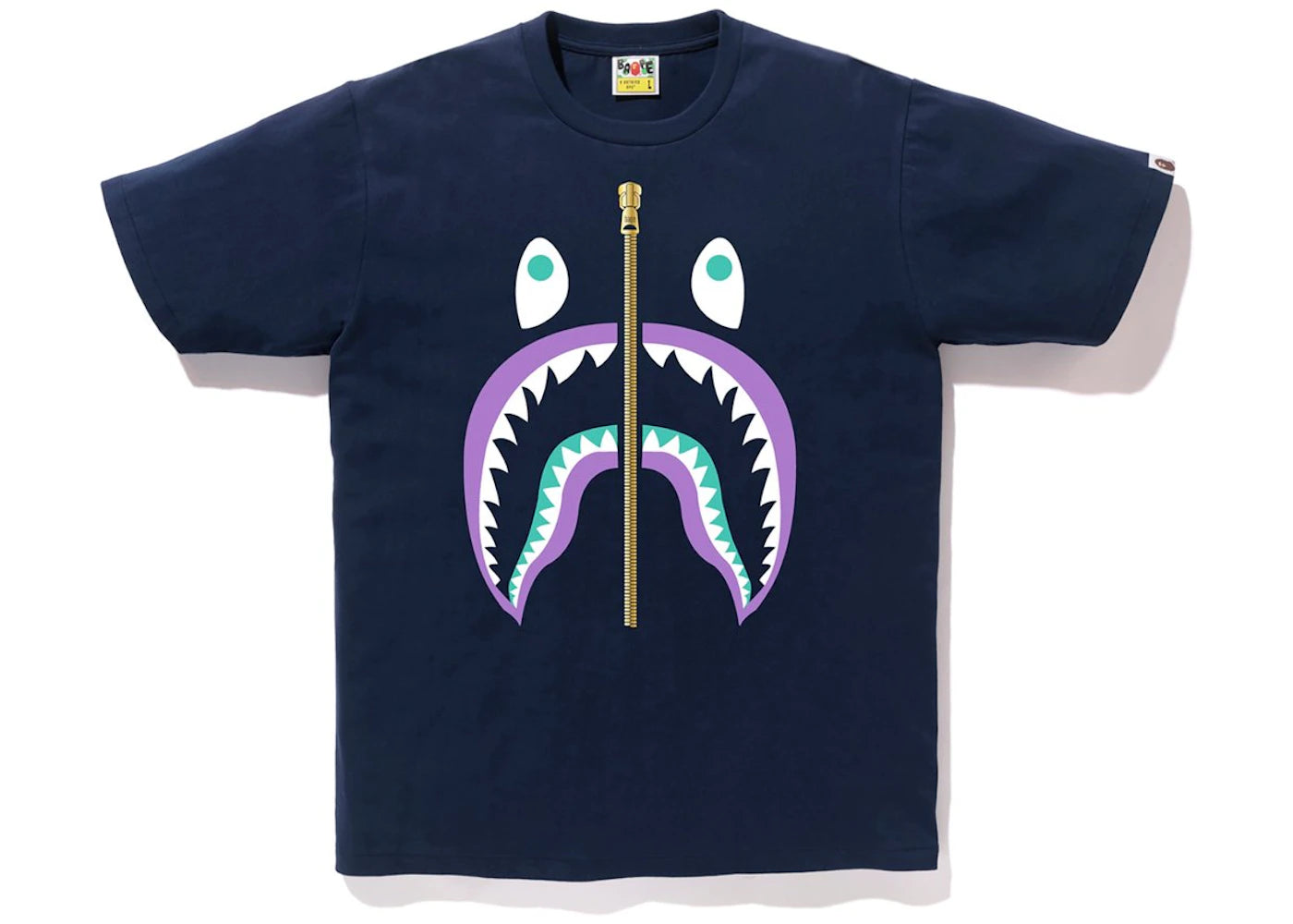 BAPE Colors Gold Zip Shark Tee (SS19) Navy – Side Kicks