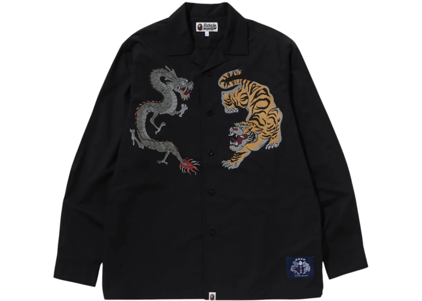 BAPE Japan Culture Tiger And Dragon Open Collar Shirt Black – Side Kicks