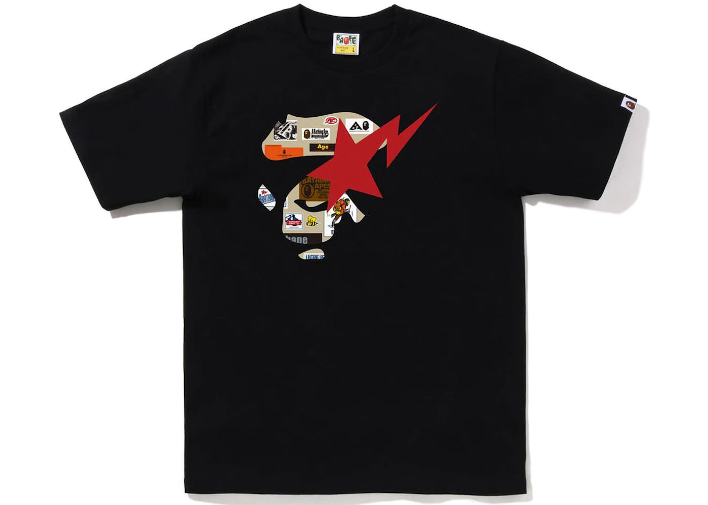 BAPE Multi Label Ape Face Tee Black – Side Kicks