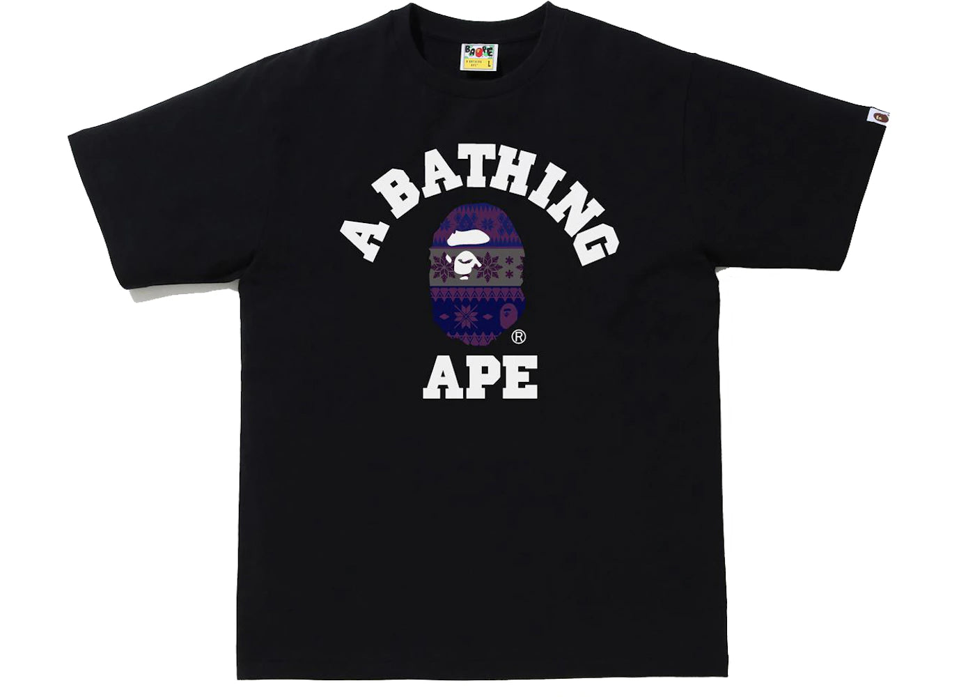 BAPE Snow Pattern College Tee Black/Purple – Side Kicks