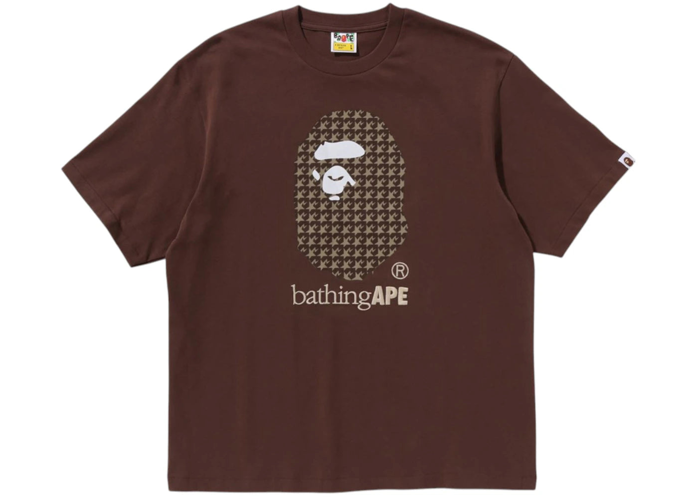 BAPE Sta Houndstooth Bathing Ape Relaxed Fit Tee Brown – Side Kicks