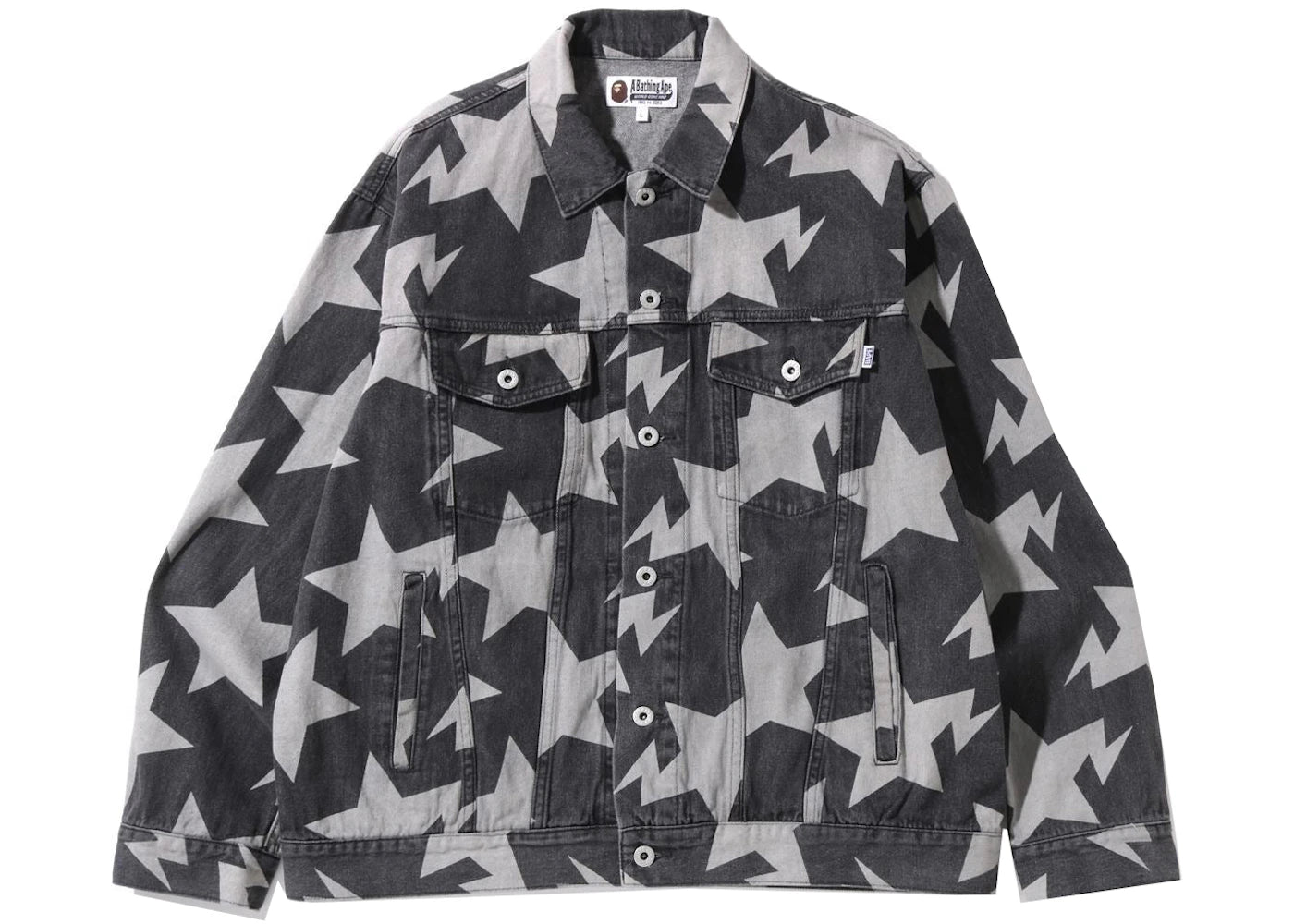 BAPE Sta Pattern Loose Fit Denim Jacket Black – Side Kicks