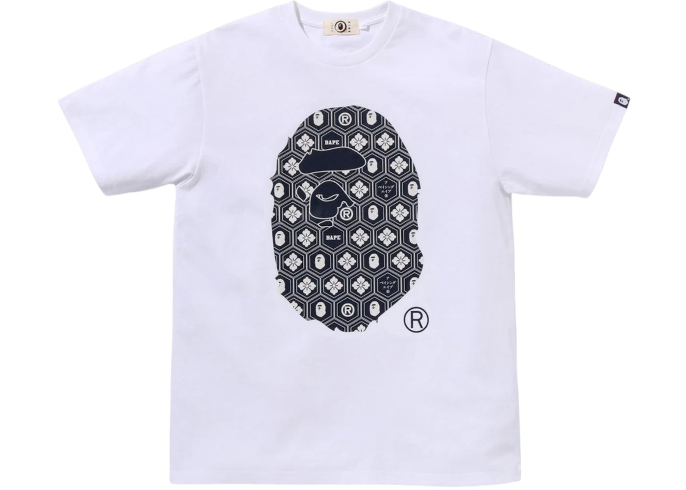 BAPE Traditional Japanese Pattern Ape Head Tee White/Navy – Side Kicks