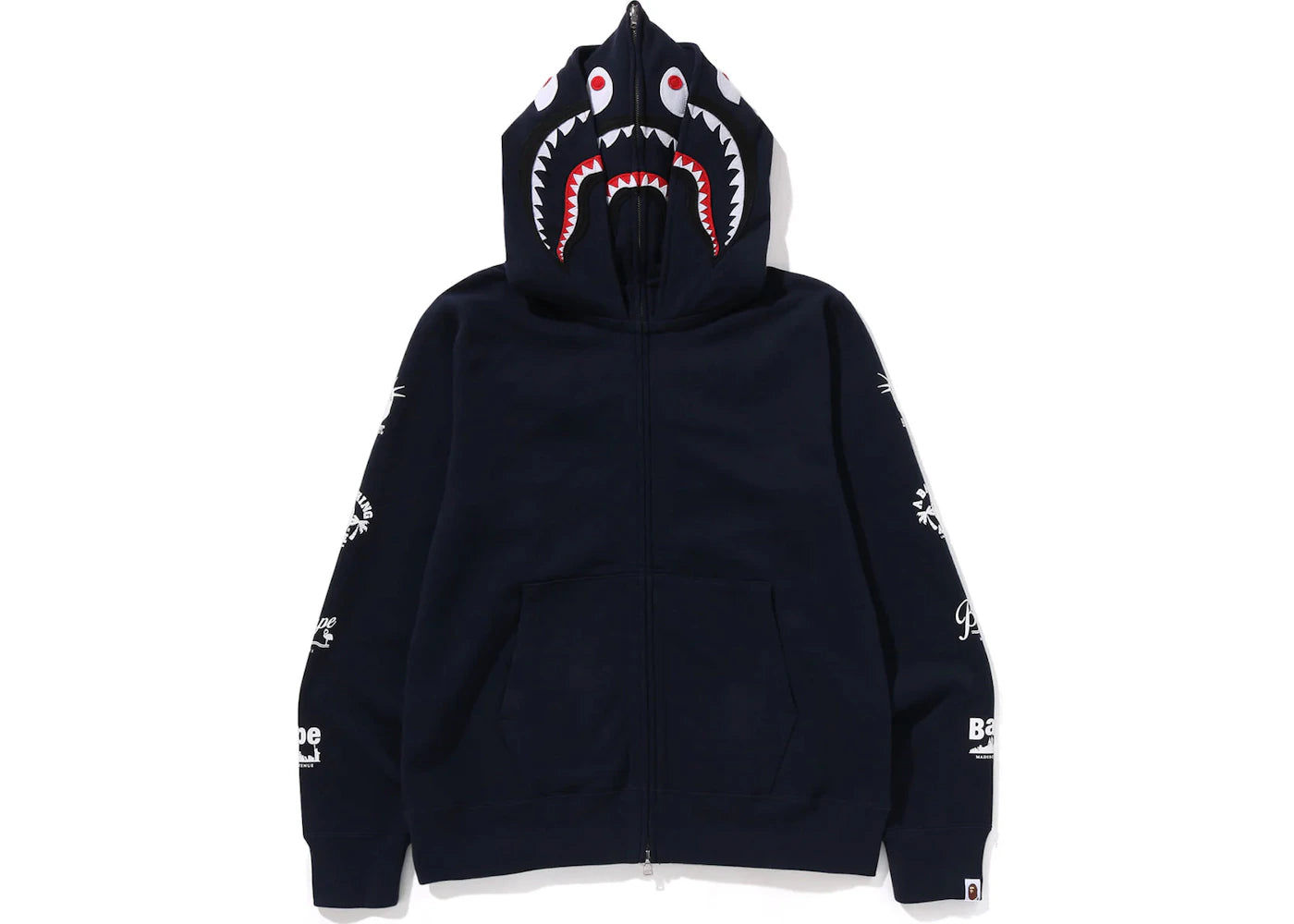 BAPE Us Double Shark Full Zip Hoodie Navy – Side Kicks