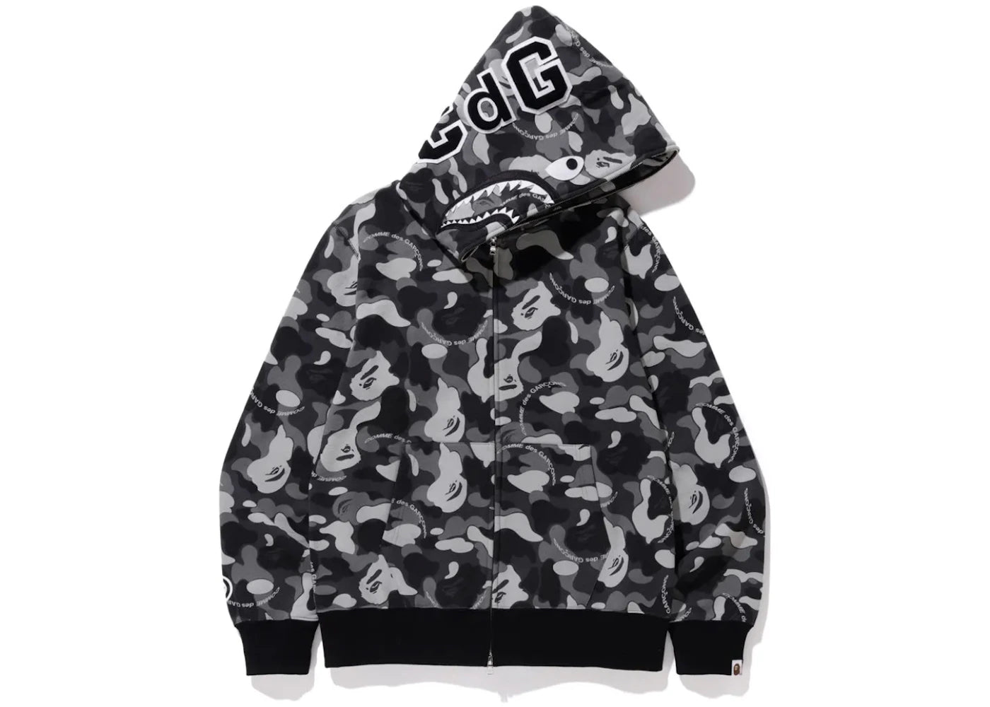 BAPE x CDG Osaka Shark Full Zip Hoodie Black/Gray – Side Kicks
