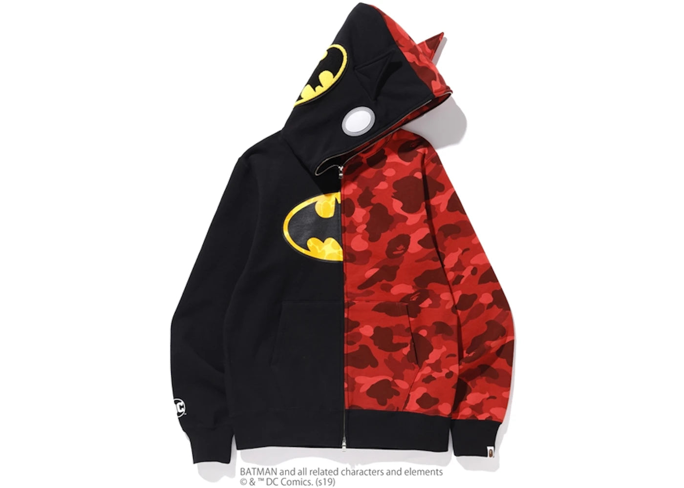 BAPE x DC Batman Split Color Camo Full Zip Hoodie #2 Black/Red – Side Kicks