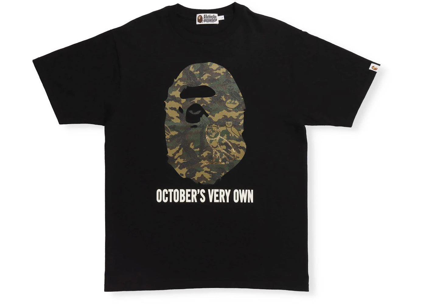 BAPE x OVO Woodland Camo Ape Head T-shirt Black – Side Kicks