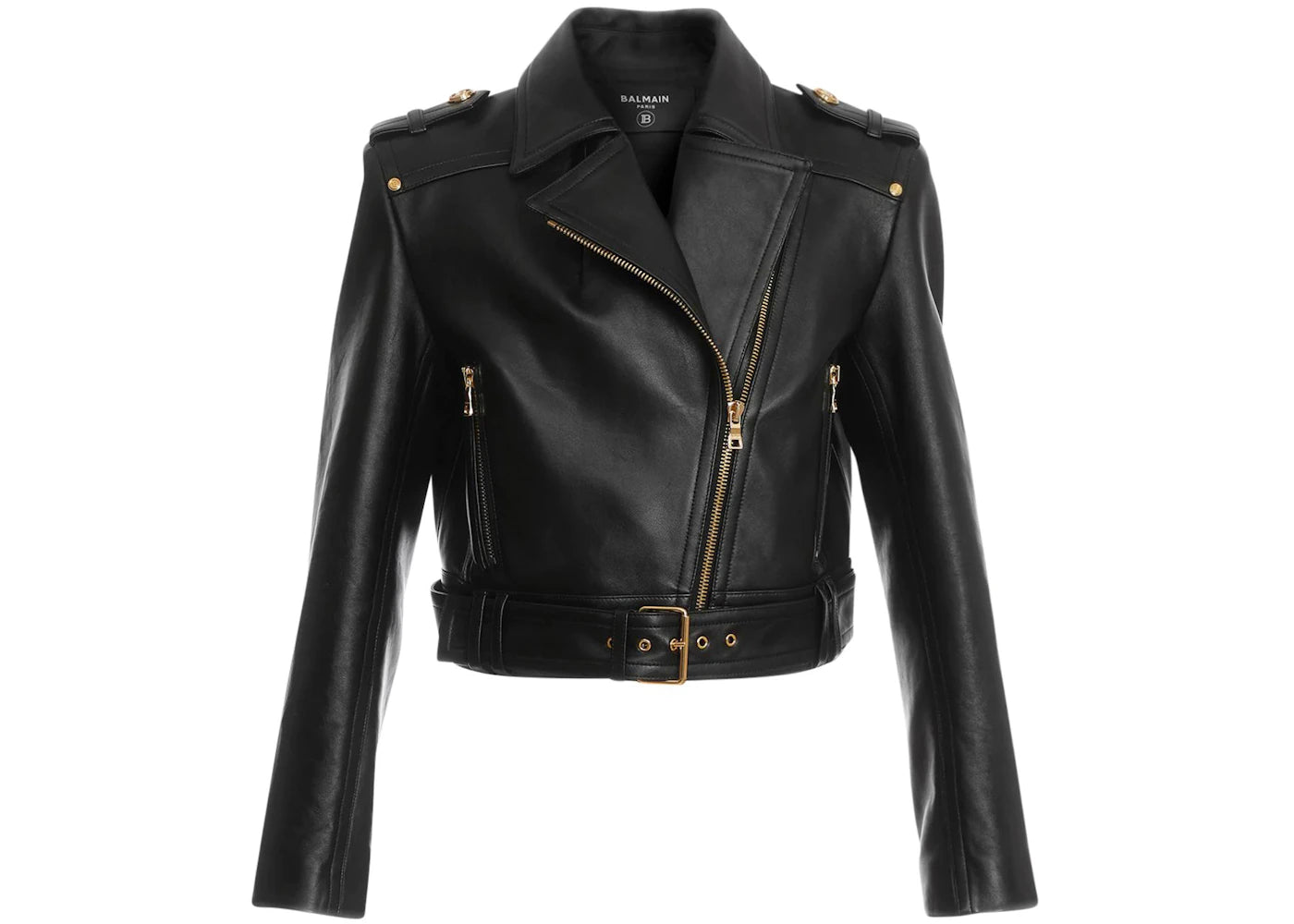 Balmain Chain Quilted Leather Crop Jacket Black – Side Kicks