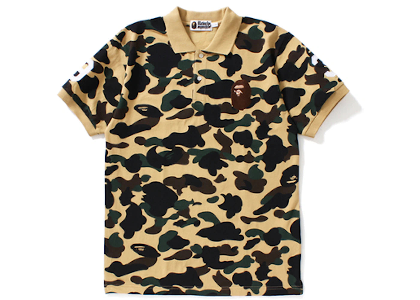 BAPE 1st Camo Large Ape Head Polo Sleeve Print Yellow – Side Kicks