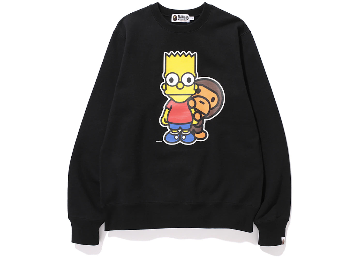 BAPE X The Simpsons Baby Milo Behind Bart Crewneck Sweatshirt Black ...
