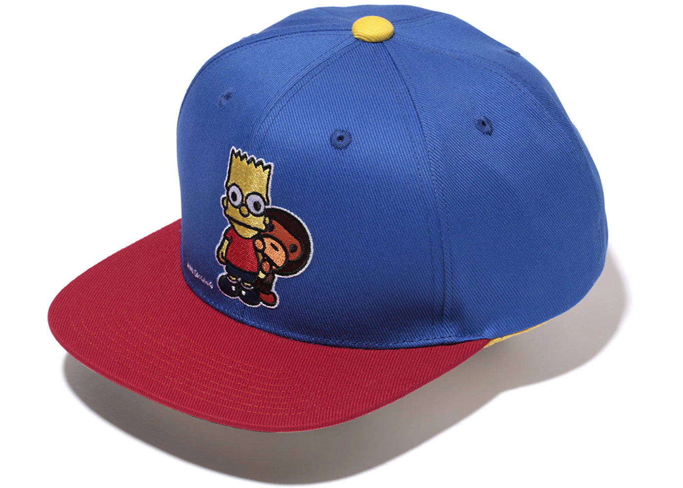 BAPE X The Simpsons Baby Milo Behind Bart Snapback Cap Blue/Red – Side ...