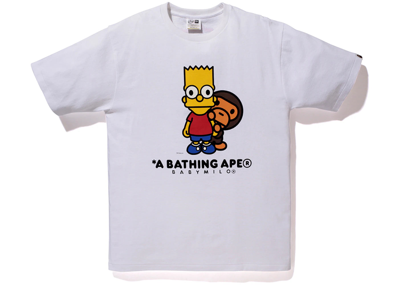 BAPE X The Simpsons Baby Milo Behind Bart Tee White – Side Kicks