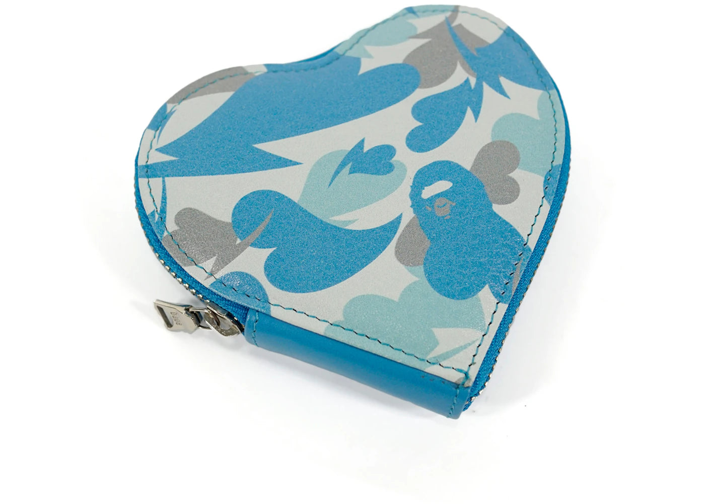 BAPE Love Camo Leather Heart Coin Pouch Light Blue – Side Kicks