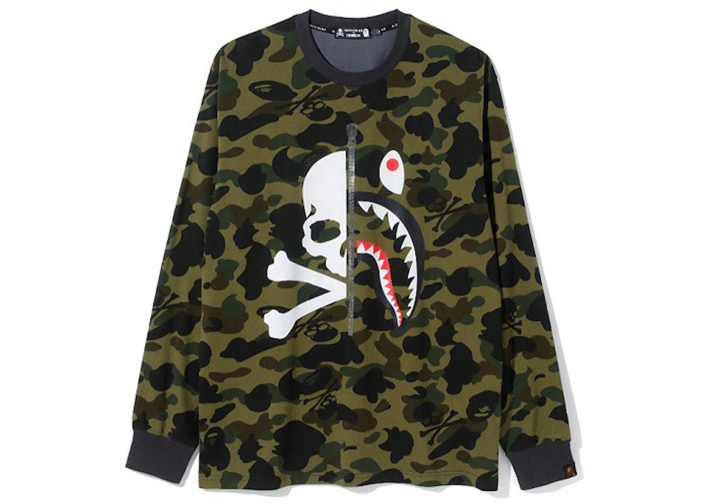 BAPE Vs Mastermind Half Skull Half Shark MMB Split Panel Camo Longslee ...