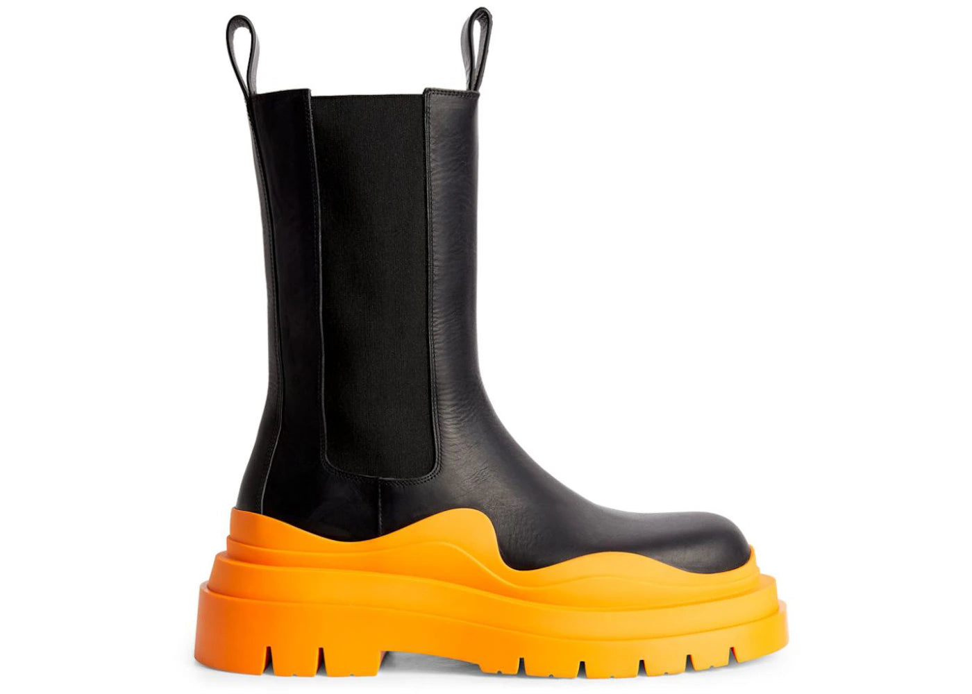 Bottega Veneta Leather Tire Chunky-Sole Chelsea Boot Black Tangerine ...