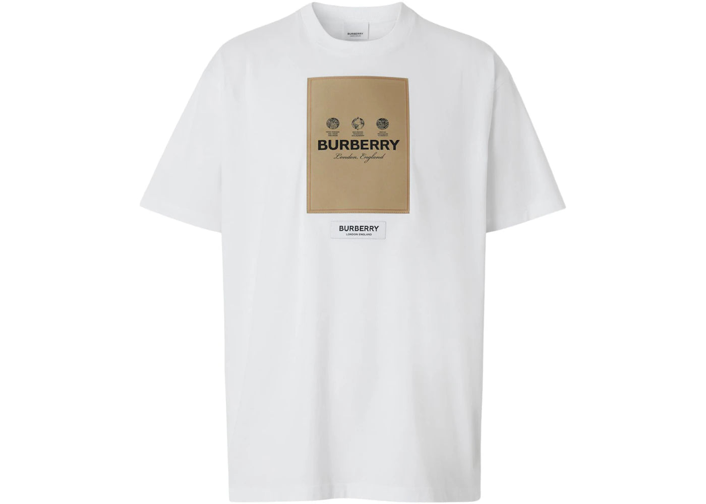 Burberry Label Applique Cotton Oversized T-Shirt White – Side Kicks