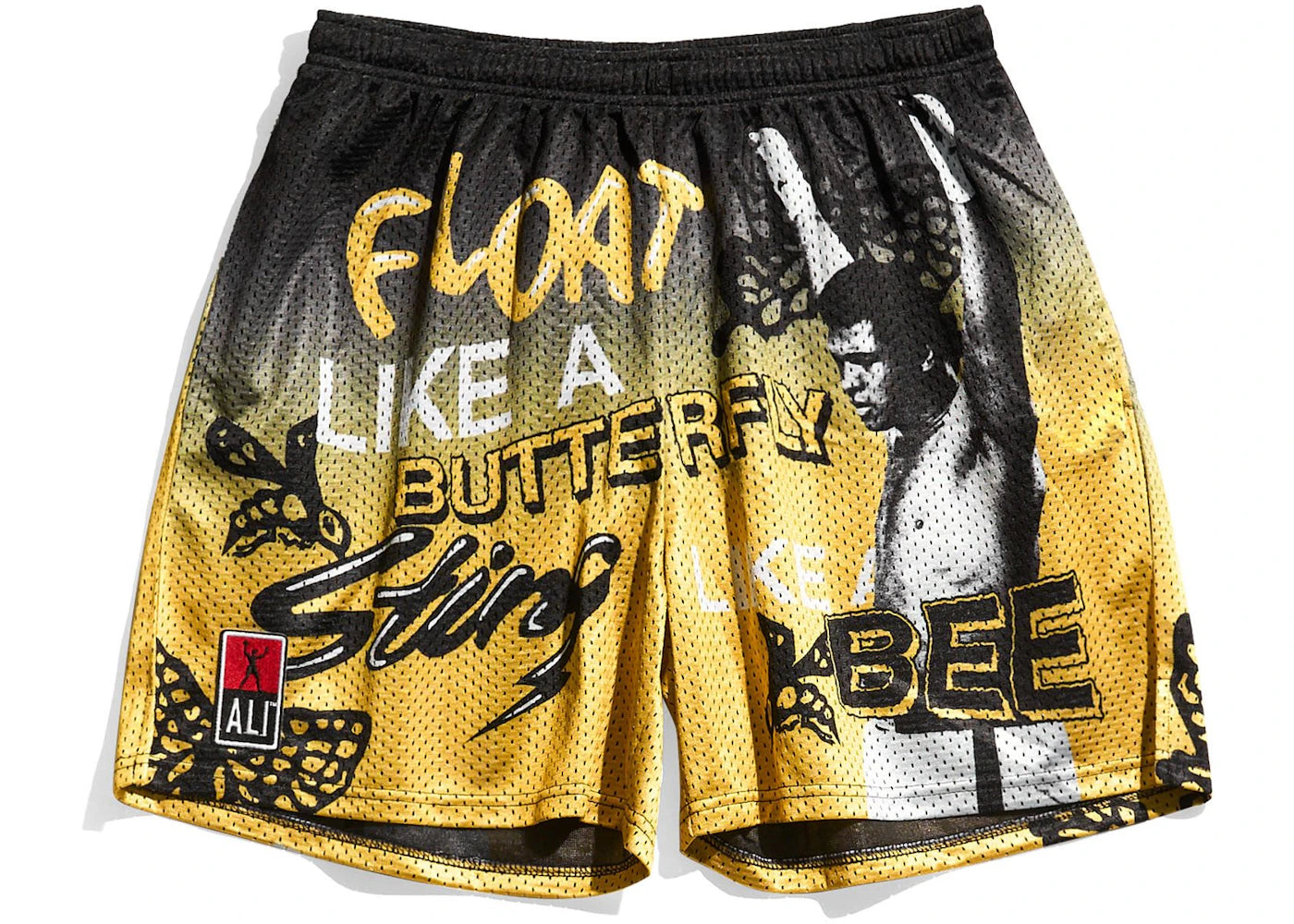 Chalk Line Muhammad Ali Float Like A Butterfly Retro Shorts Black/Yell ...