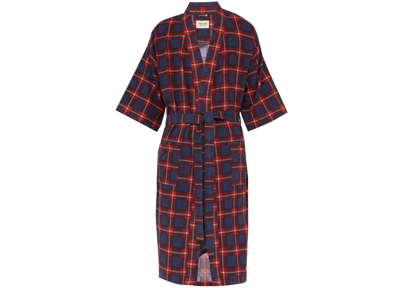 Fear of God Plaid Flannel Wrap Coat Red/Navy/Multicolor – Side Kicks