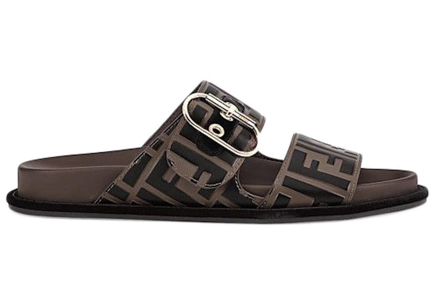 Fendi FF Double Band Slide Brown (Women's) – Side Kicks