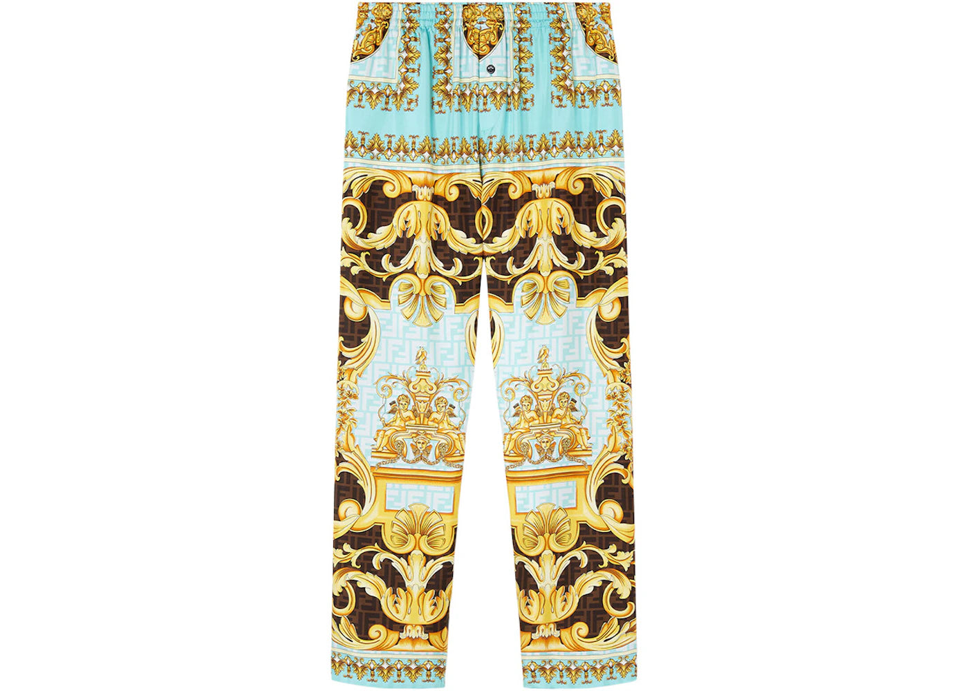 Fendi Fendace Baroque Pyjama Bottoms Gold/Blue – Side Kicks