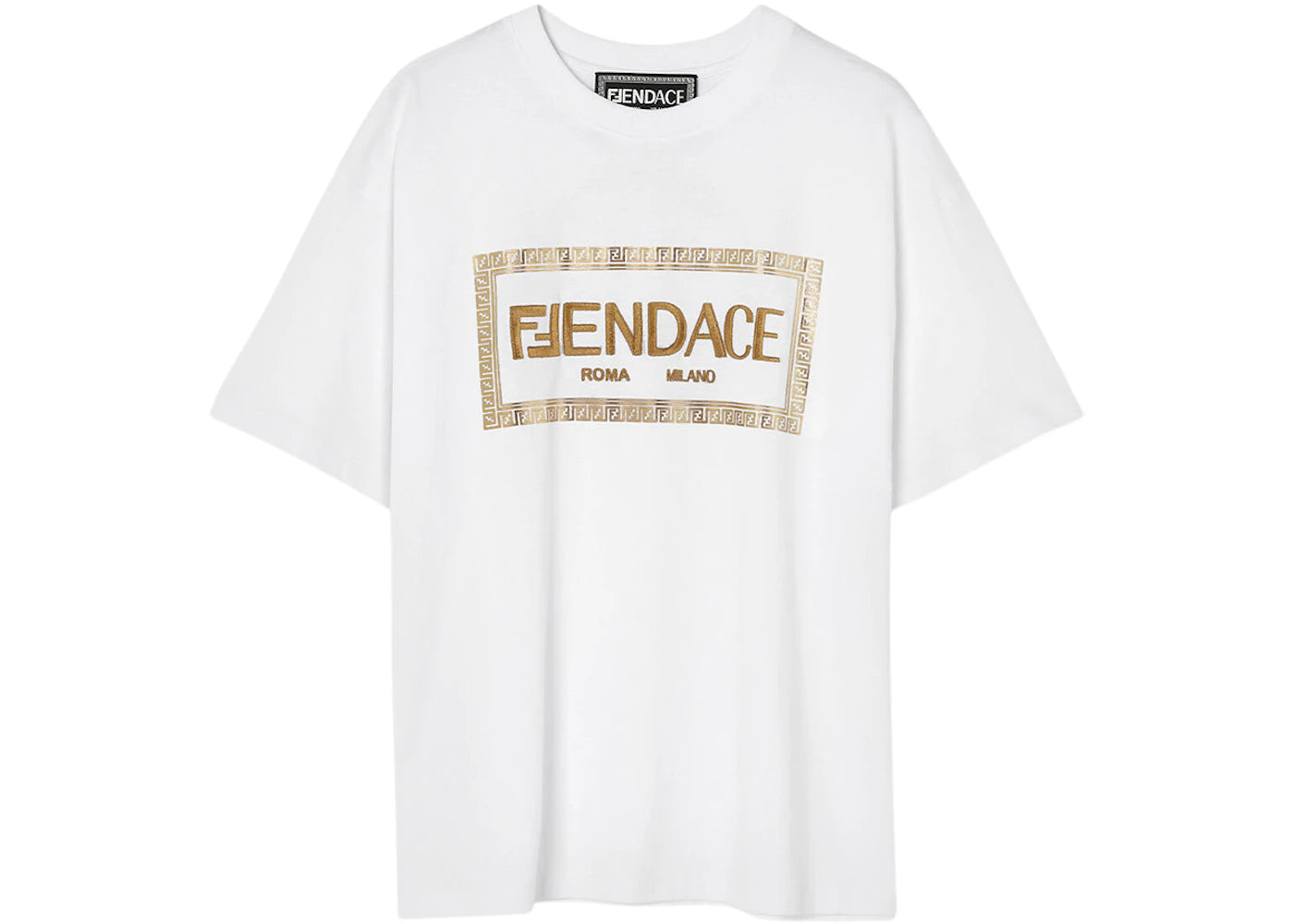 Fendi Fendace Logo Mens T-shirt White/Gold – Side Kicks