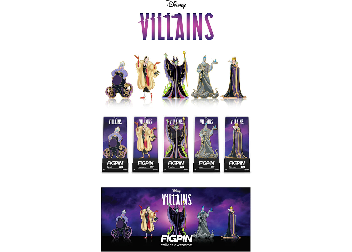 FiGPiN Disney Villains Deluxe Box Set LE Exclusive Set of 5 Pins – Side ...