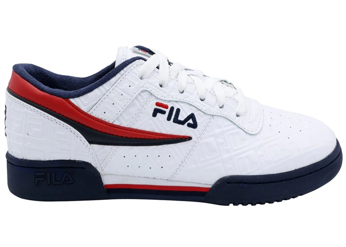 Fila Original Fitness Embossed Logo White Navy Red – Side Kicks