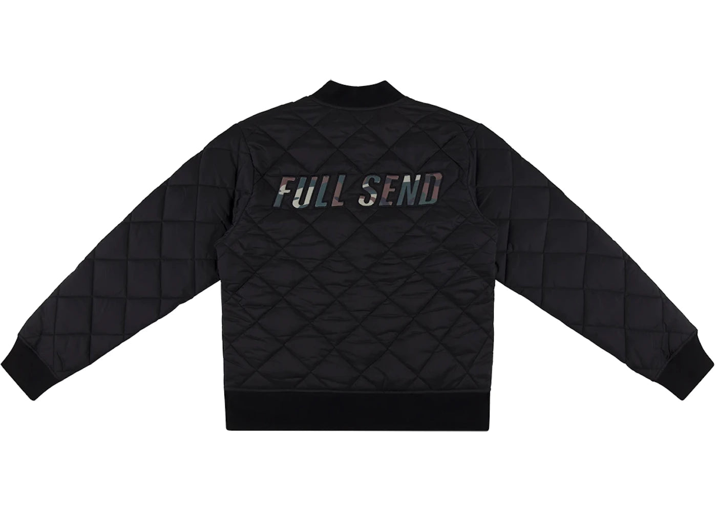Full Send Camo Logo Quilted Jacket Black – Side Kicks