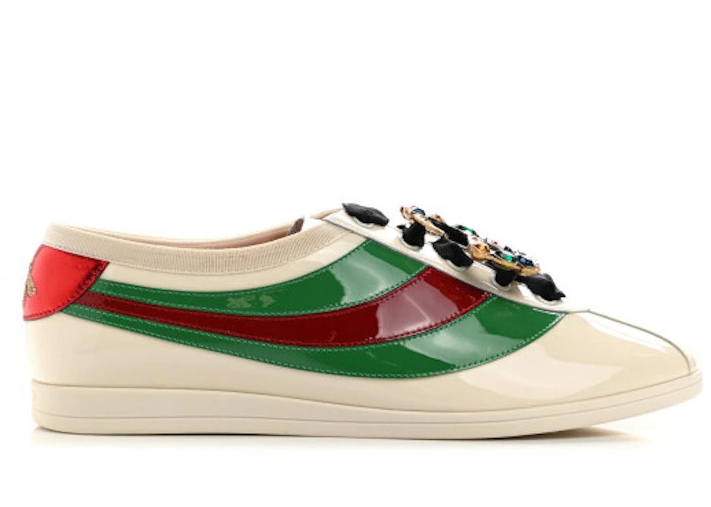 Gucci Falacer Patent Leather Sneaker White Red Crystal (Women's) – Side ...