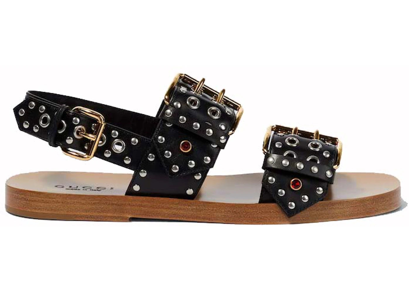 Gucci Studded Embellished Leather Sandals Black – Side Kicks