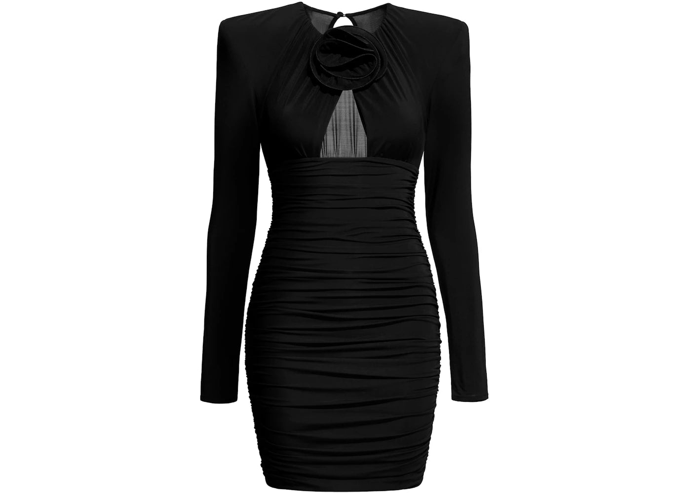 H&M x Magda Butrym Rose-Appliqued Dress with Shoulder Pads Black – Side ...