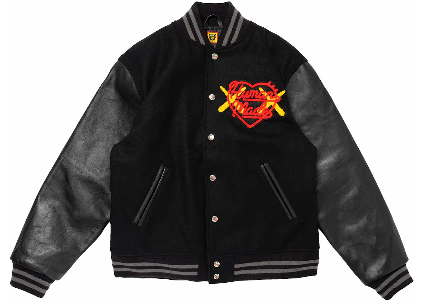 Human Made x KAWS Varsity II Jacket Black – Side Kicks