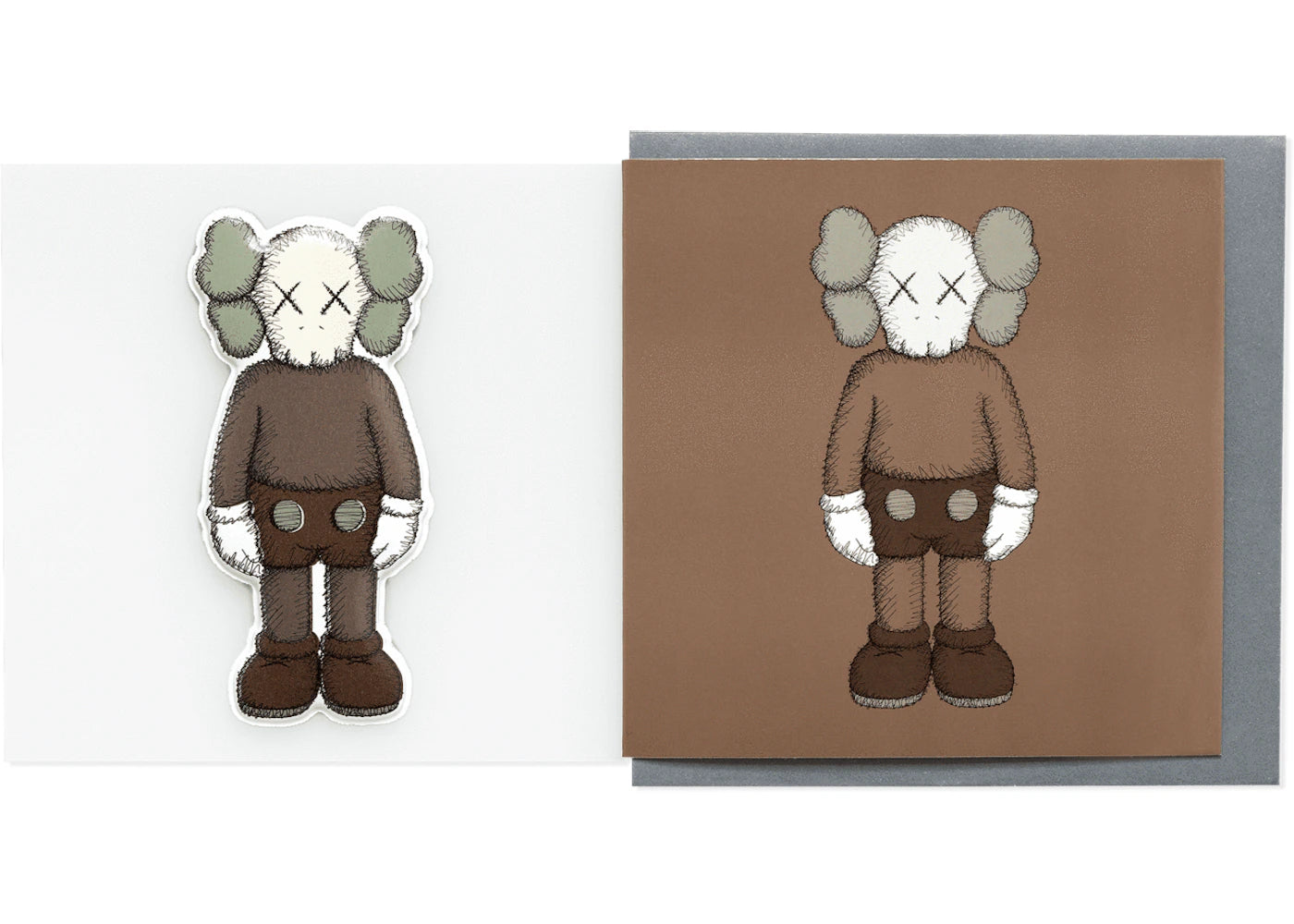 KAWS Companion Greeting Card (With Puffy Sticker) Brown – Side Kicks