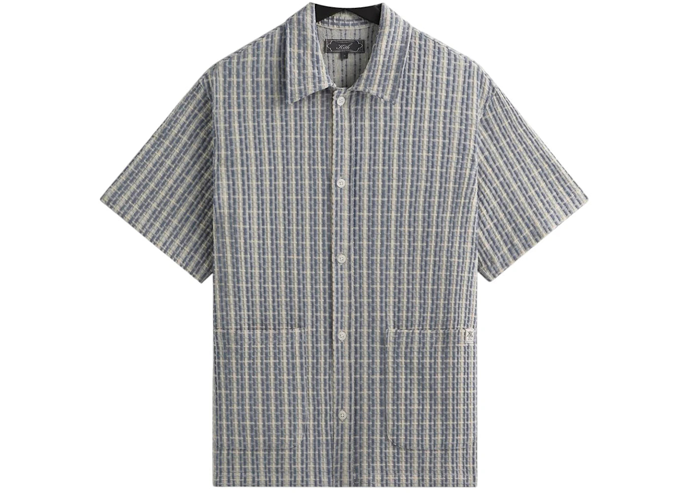 Kith Bubble Check Short Sleeve Boxy Collared Overshirt Light Indigo ...