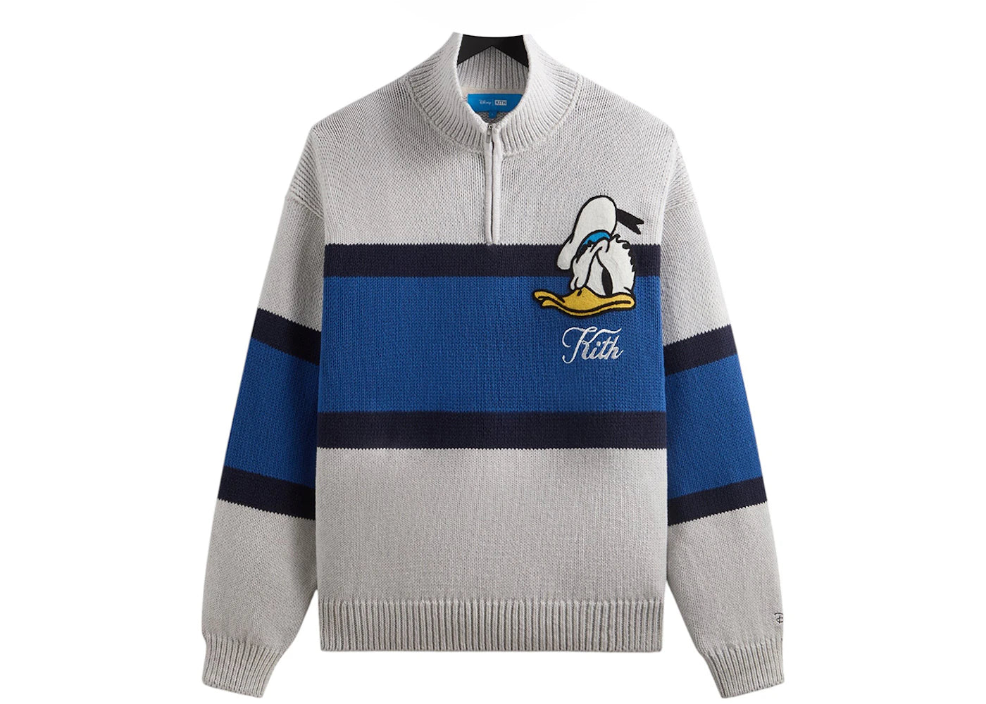 Kith Disney Donald Duck Quarter Zip Wyona Sweater Light Heather Grey ...