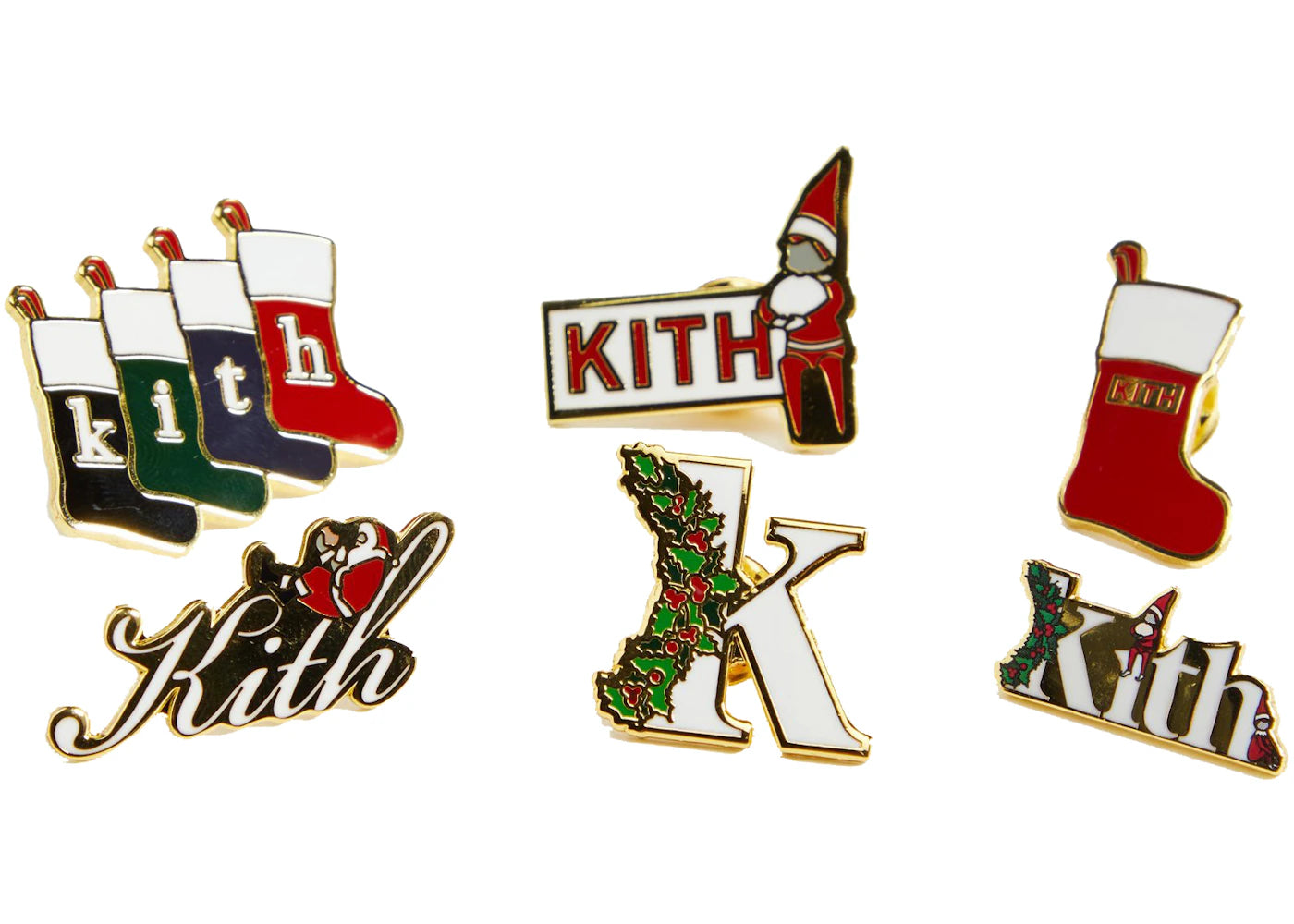 Kith Kithmas Enamel Pin Set Gold – Side Kicks