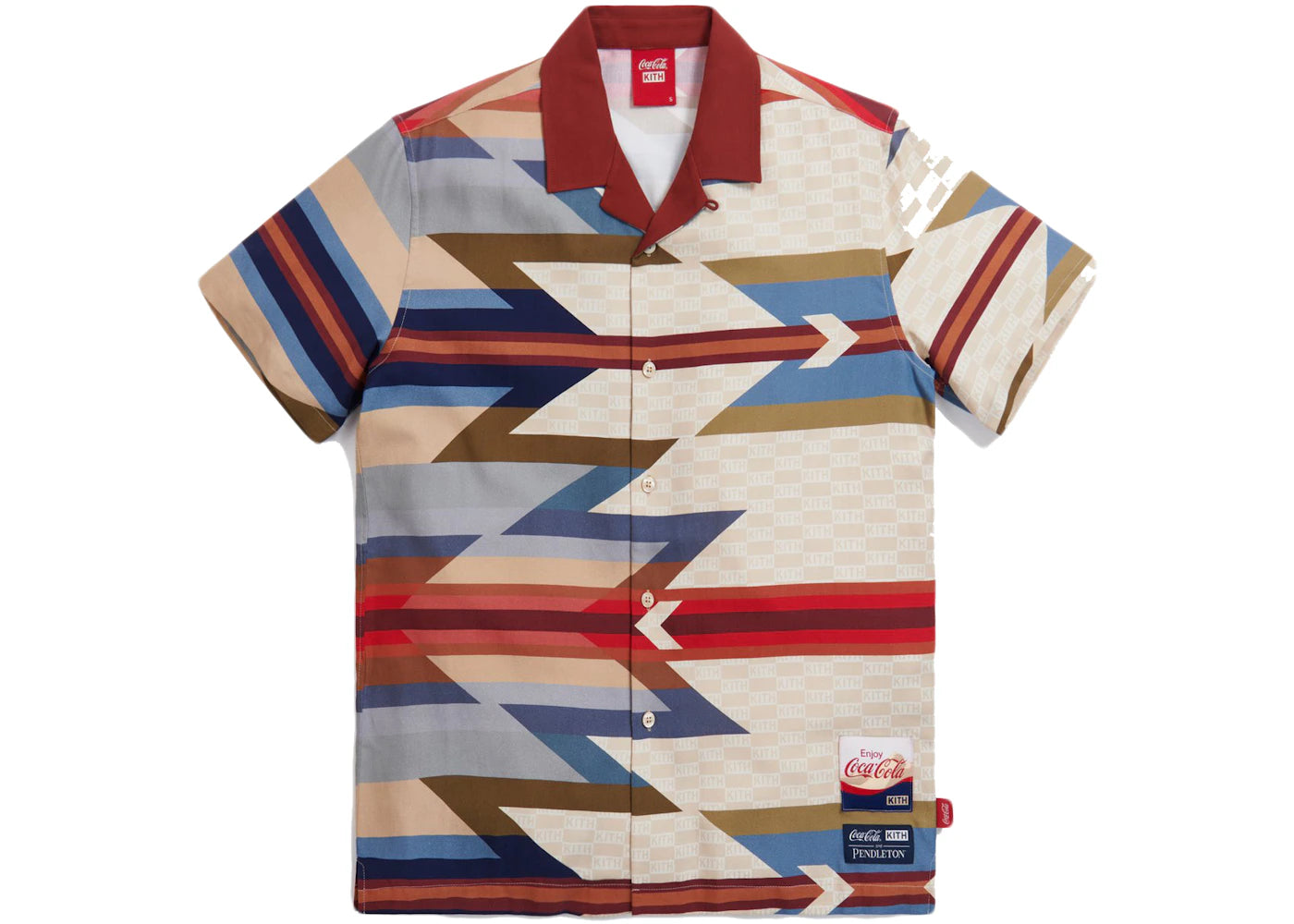 Kith x Coca-Cola x Pendleton Camp Collar Shirt Maroon/Multi – Side Kicks